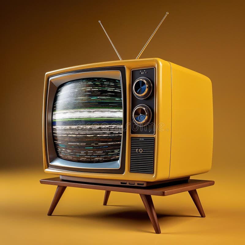 Vintage Television Set with a Yellow Casing . Generative AI Stock ...