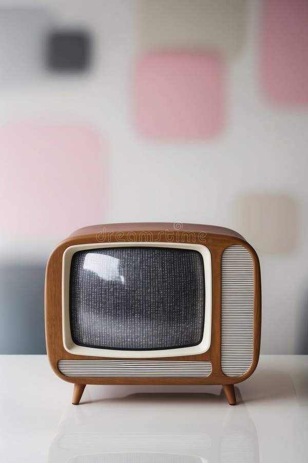 Vintage Television with Static on Screen Abstract Background. Stock ...