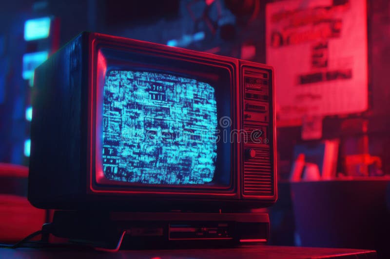 Vintage Television with Static in Urban Setting Stock Image - Image of ...