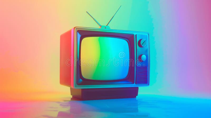 Vintage Television with Vibrant Gradient Colors Stock Photo - Image of ...