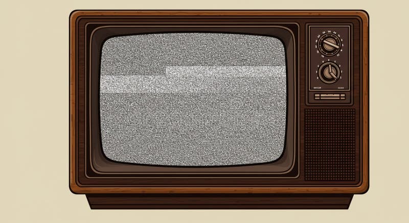 Vintage Television with a Wooden Frame and a Curved Screen Displaying ...