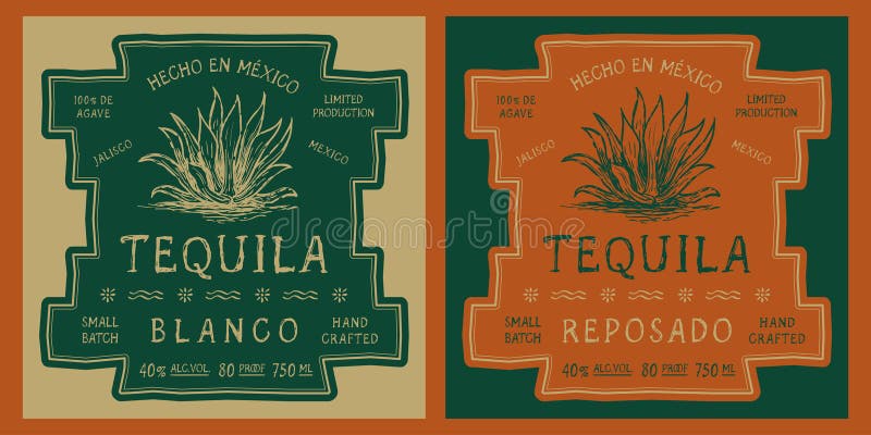 Vintage Tequila Label Design, Textured and Retro Vector Stock Vector ...