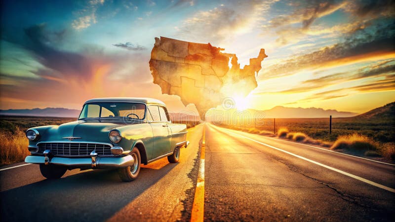 Vintage Texas Route 66 Double Exposure a Retro Road Trip through Time ...