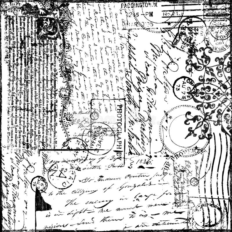 Vintage Text Collage Victorian Background Paper Stock Illustration ...