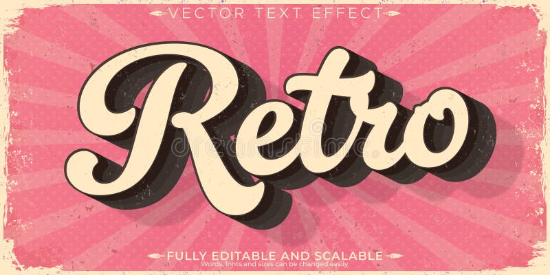 Vintage Text Effect, Editable Retro and Old Text Style Stock Vector ...