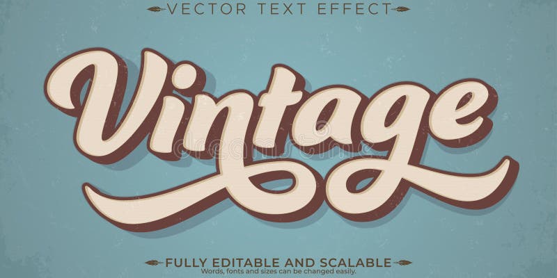 Vintage Text Effect, Editable Retro and Old Text Style Stock Vector ...