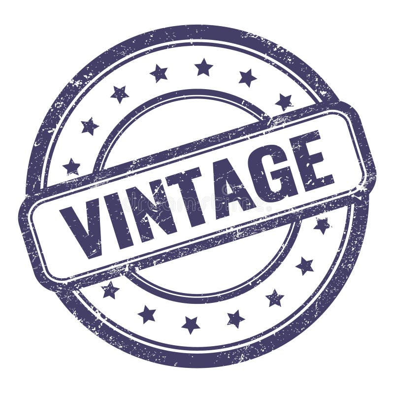 VINTAGE Text on Indigo Blue Grungy Vintage Round Stamp Stock ...