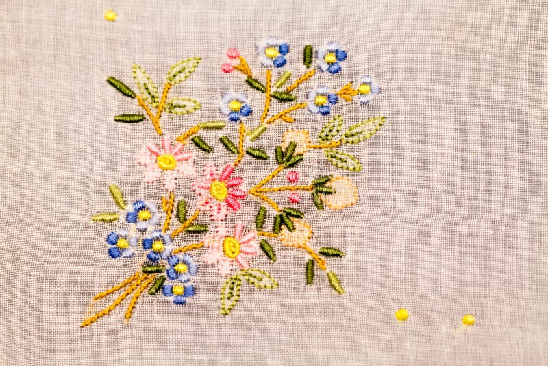 Vintage Textile Texture with Beautiful Embroidery Stock Image - Image ...