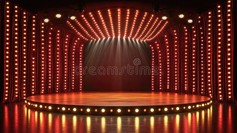 Vintage Theater Stage with Dramatic Lighting and Red Curtains Stock ...