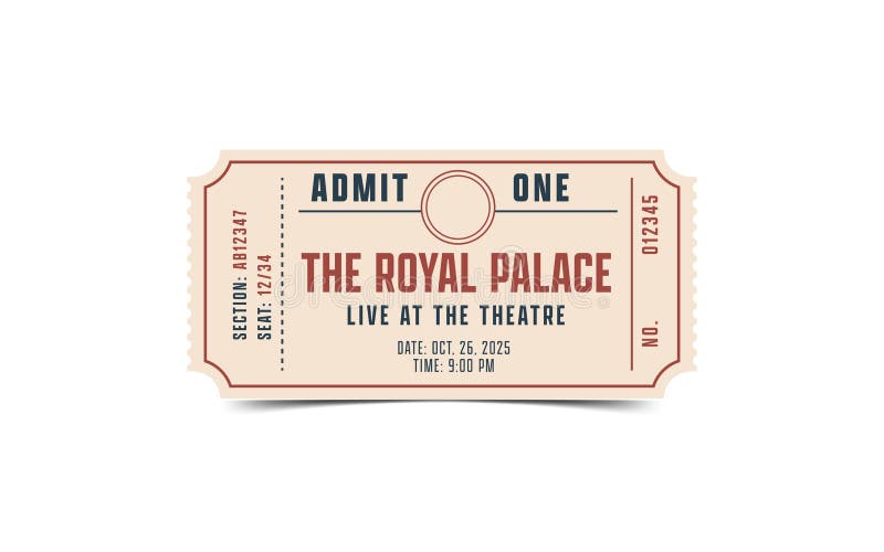 Vintage Theater Ticket Template Retro Admit One Design for Events and ...