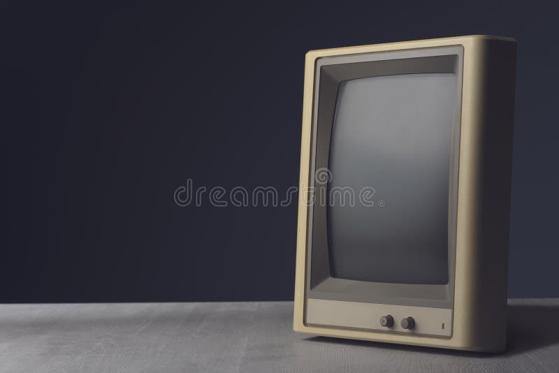 Vintage Thin Computer Monitor and Blank Copy Space Stock Image - Image ...