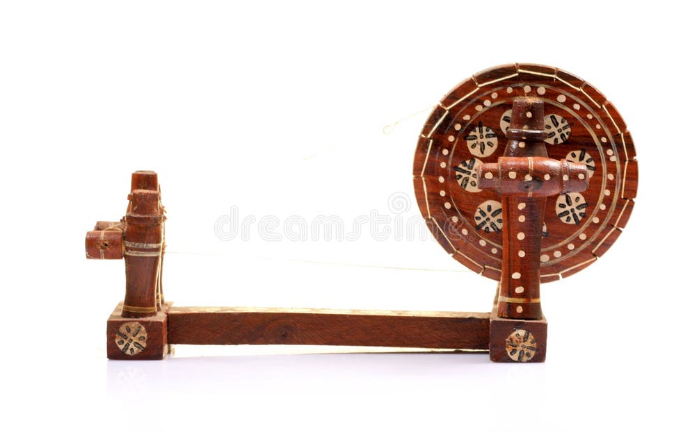 Vintage Thread Spindle Machine Charkha Stock Photo - Image of white ...