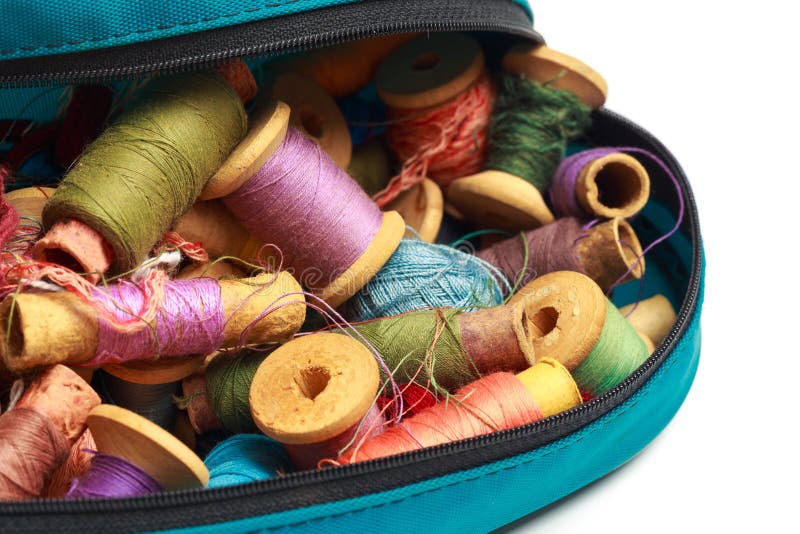 Vintage Thread Spools Isolated on a White - Image Stock Photo - Image ...