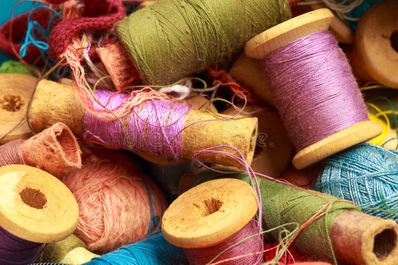 Vintage Thread Spools Isolated on a White - Image Stock Photo - Image ...