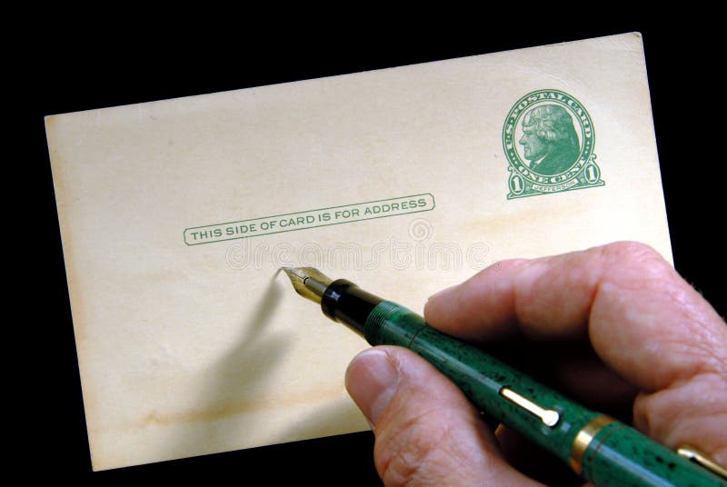 Vintage Three Cent Postcard and Fountain Pen Editorial Stock Photo ...
