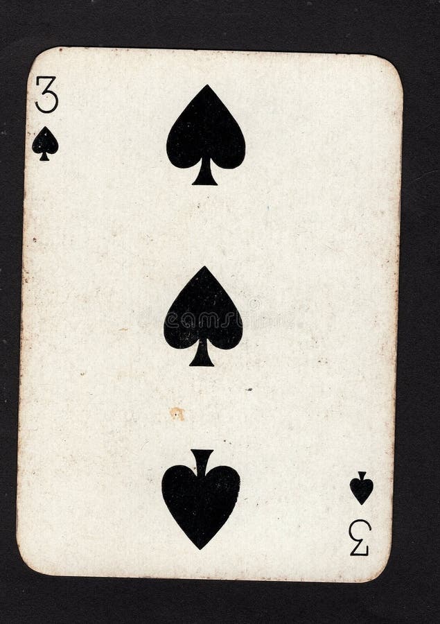A Vintage Three of Spades Playing Card on a Black Background. Stock ...