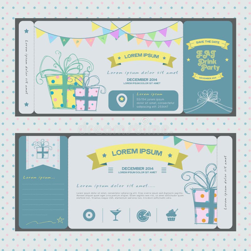Vintage Ticket for Birthday Party or Other Any Fun Stock Vector ...