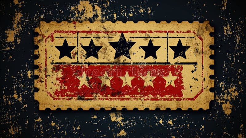Vintage Ticket Stub with Distressed Texture and Star Pattern on Dark ...