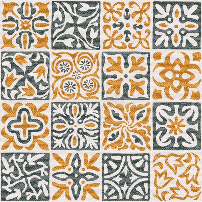 Vintage Tile Seamless Pattern. Grunge Texture. Ornament in the Style of ...