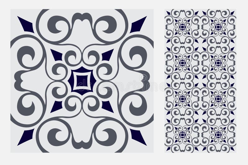 Vintage Tile Wall Craft Design Patterns. Stock Vector - Illustration of ...
