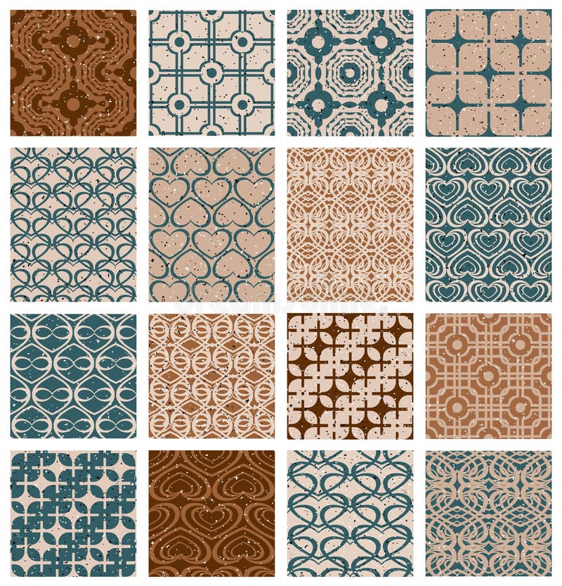 Vintage Tiles Seamless Patterns. Stock Vector - Illustration of ...