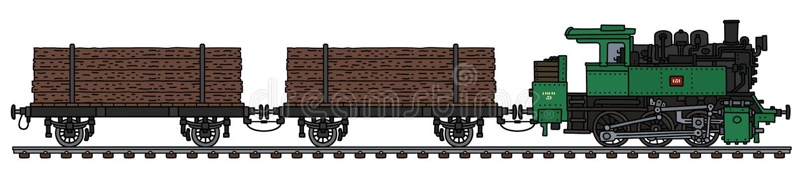 The Vintage Timber Steam Train Stock Vector - Illustration of train ...