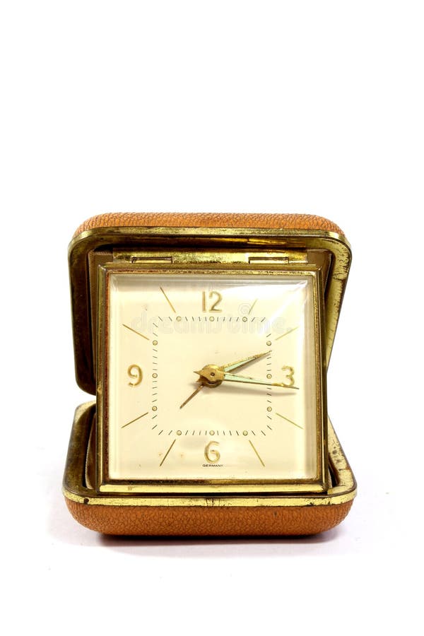 Vintage Timepiece Clock on White Background Stock Photo - Image of ...