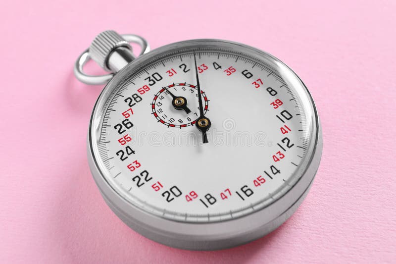 Vintage Timer on Pink Background. Measuring Tool Stock Image - Image of ...