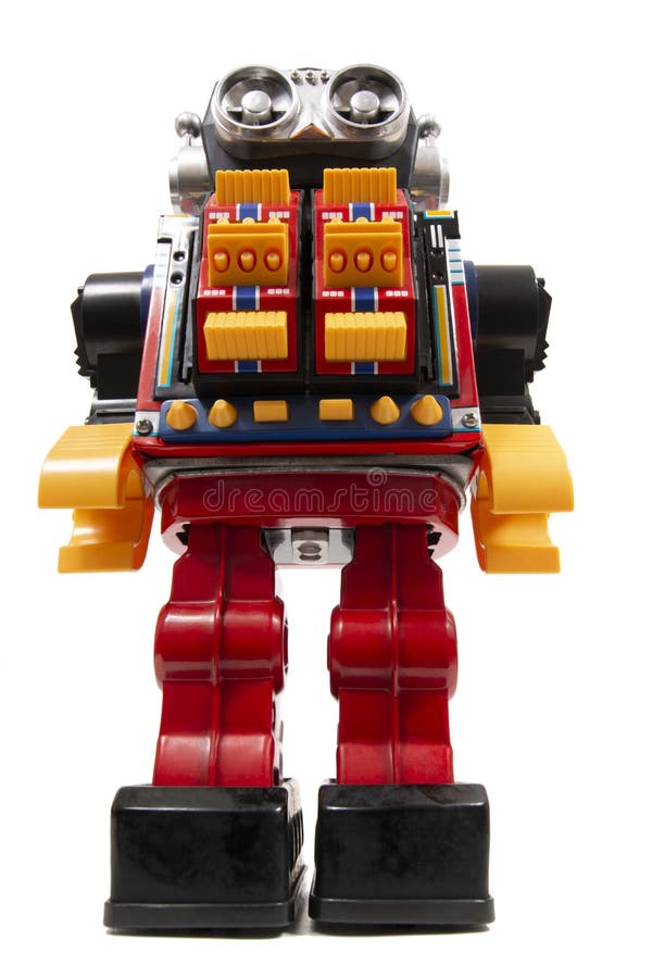 Vintage tin robot toy stock image. Image of robot, chrome - 114840295