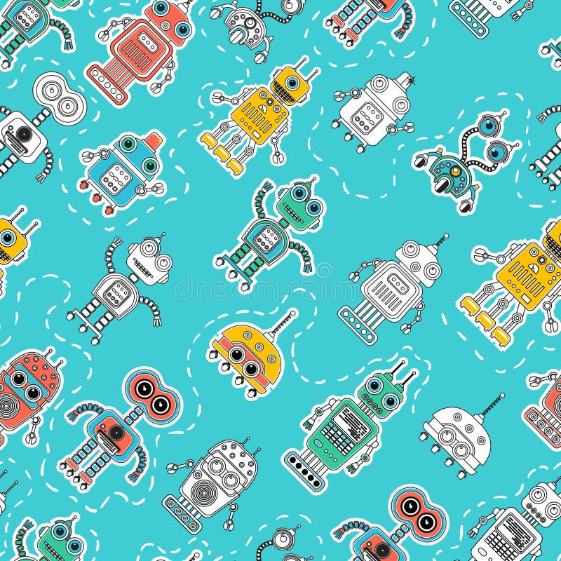 Vintage Tin Toy Robot Seamless Pattern Stock Vector - Illustration of ... Vintage Tin Toy Robot Seamless Pattern Stock Vector - Illustration of ...