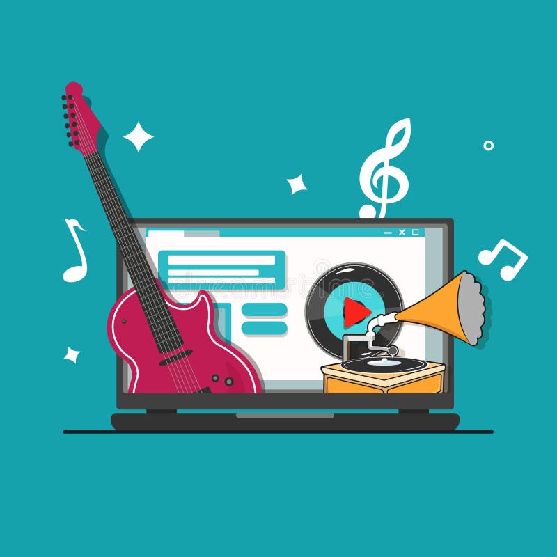 Vintage To Modern Music Streaming Art Stock Image - Image of sound ...