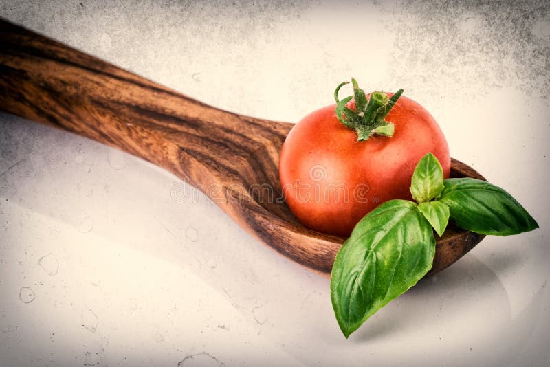 Vintage Tomato on Wooden Spoon Stock Photo - Image of vintage, style ...
