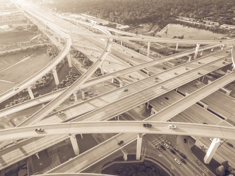 Vintage Top View Massive Highway Intersection, Stack Interchange Stock ...
