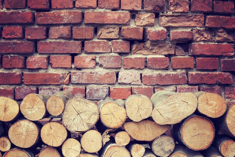 Vintage Toned Tree Stumps Old Brick Wall Background Stock Photos - Free ...