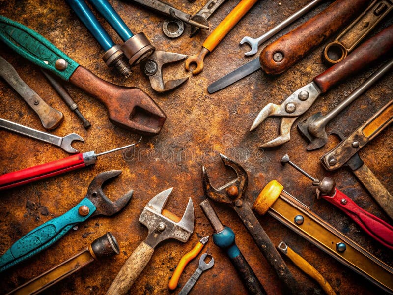 Vintage Tools Await Their Next Task on a Weathered Leather Workshop ...