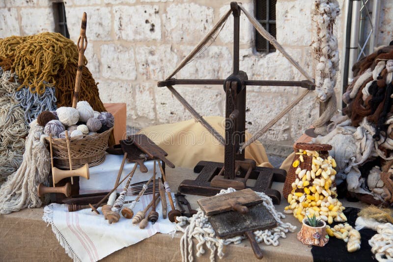 Vintage Tools and Natural Wool Stock Image - Image of tool, traditional ...