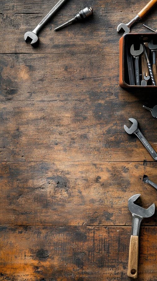 Vintage Tools on a Rustic Wooden Background Stock Photo - Image of home ...