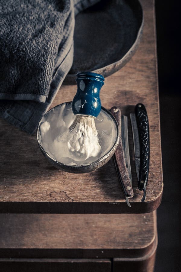 Vintage Tools for Shave with Soap, Brush and Old Razor Stock Photo ...