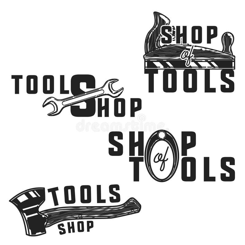 Vintage tools shop emblems stock vector. Illustration of home - 94925134
