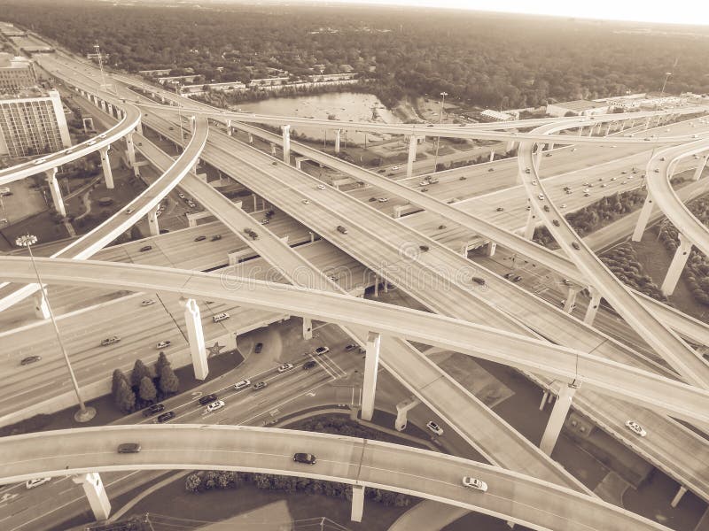 Vintage Top View Massive Highway Intersection, Stack Interchange Stock ...