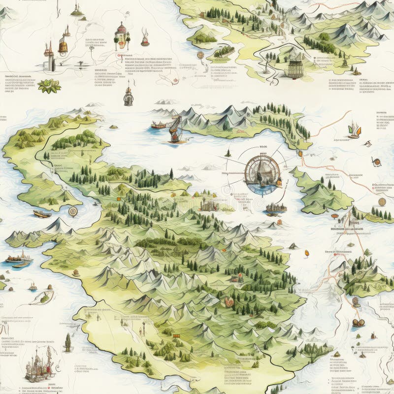 Vintage Topographic Maps Pattern Stock Illustration - Illustration of ...