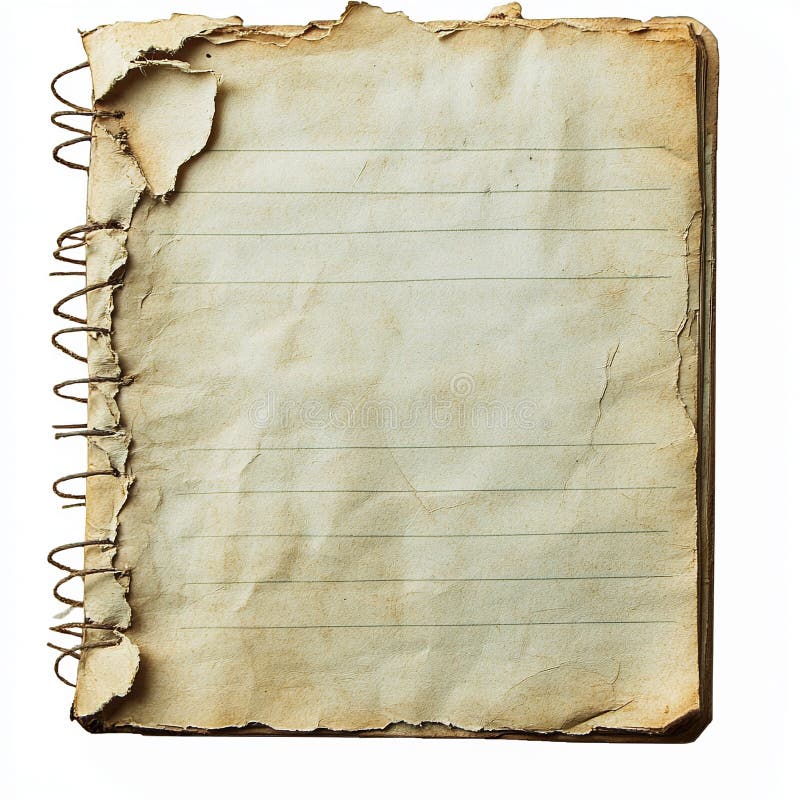 Vintage Torn Notebook Page with Blank Lines for Writing and Note Taking ...