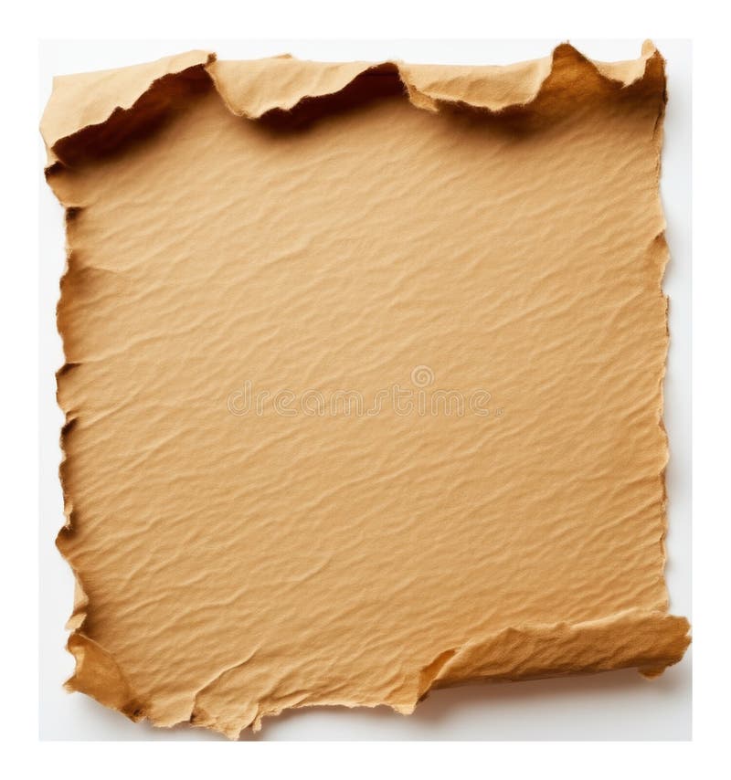 Vintage Torn Paper Sheet Isolated on Transparent Background, Textured ...