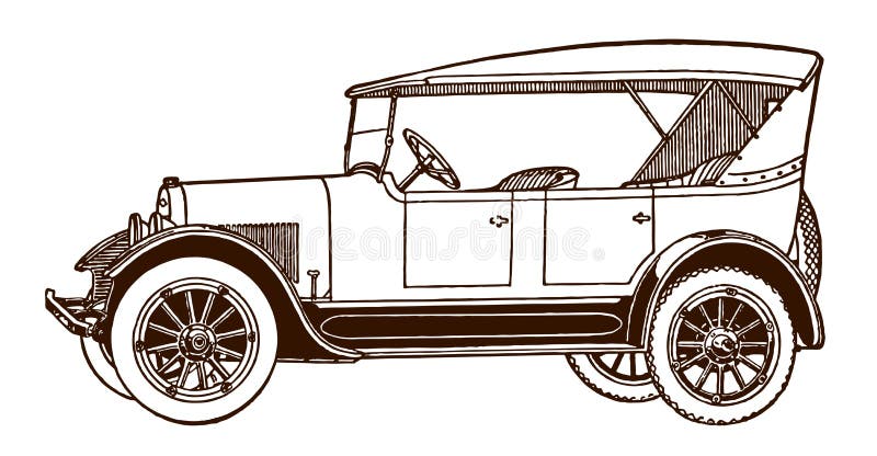 Vintage Touring Car in Three-quarter Side View Stock Vector ...