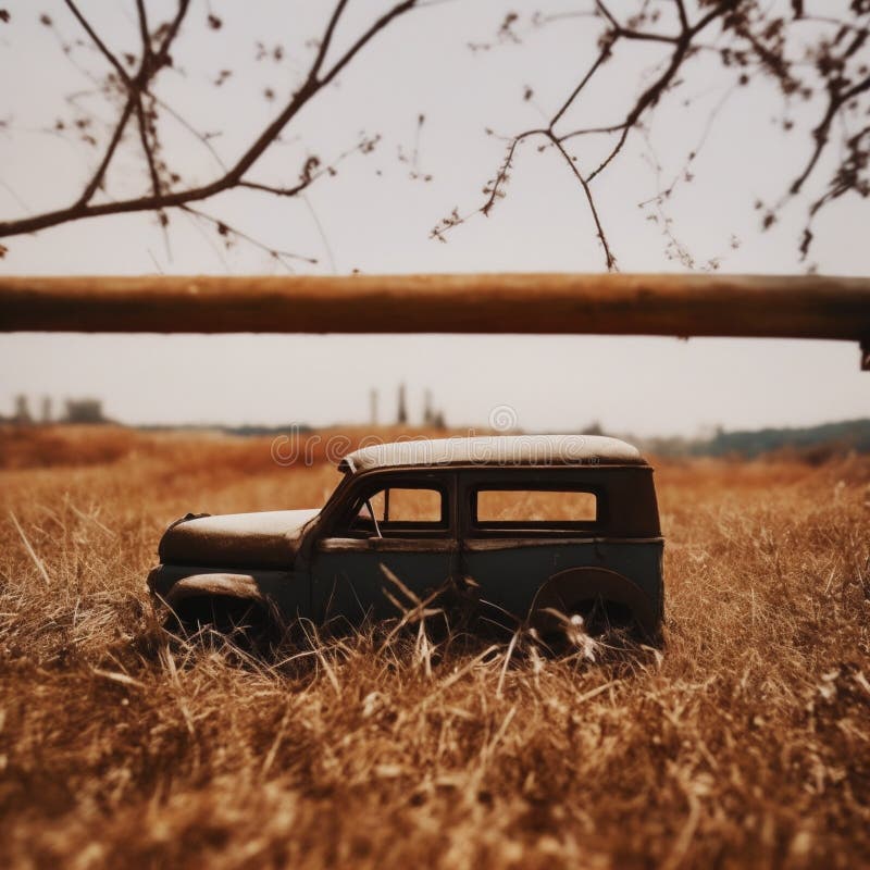 Vintage Toy Car on the Ground in the Park. Selective Focus Stock ...