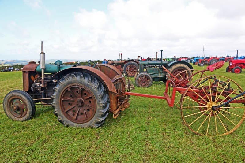 Vintage Tractor Standing in a Field Stock Image - Image of plow, farmer ...