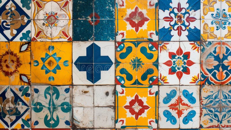 Vintage Traditional Tile Background. Colourful Azulejos Pattern Stock ...