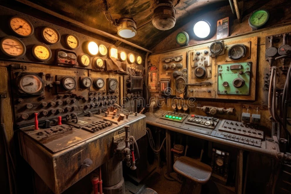 Vintage Train Control Panel with Rustic Dials and Switches Stock ...