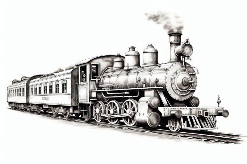 232 Vintage Train Line Drawing Stock Photos - Free & Royalty-Free Stock ...