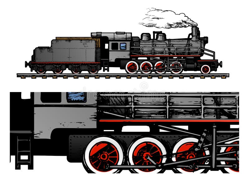 Old Train Side View Clipart